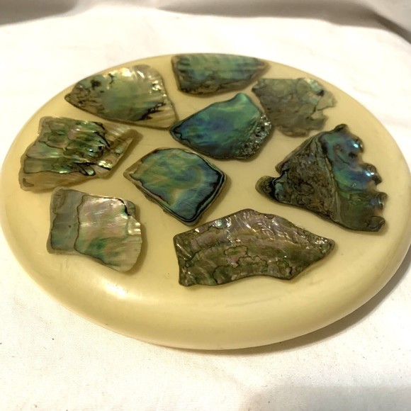 Accents | Vintage Bettys Shells Hot Plate Trivet Lucite Abalone Encased ...